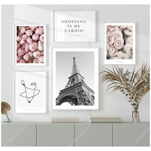 5 постеров "Весенний Париж" в тубусе без рамки / Набор постеров картин для интерьера / Картина для интерьера / Плакат / Постер на стену