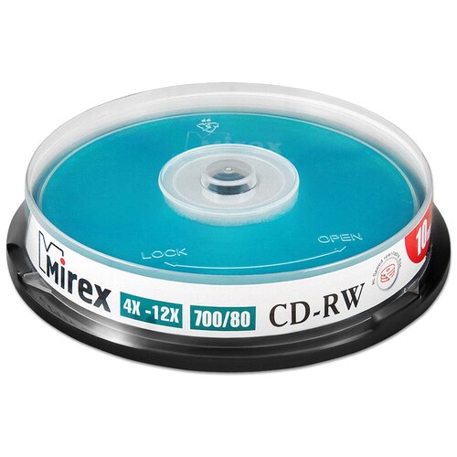 Диск Mirex CD-RW 700Mb 12x cake, упаковка 10 шт.