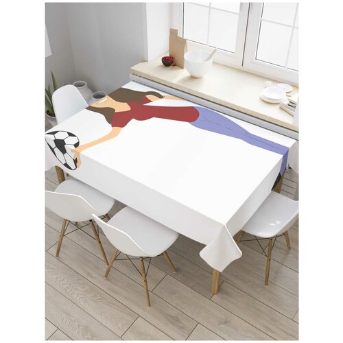 Скатерть прямоугольная JoyArty на кухонный стол "Заманчивый игрок" из оксфорда, 120x145 см