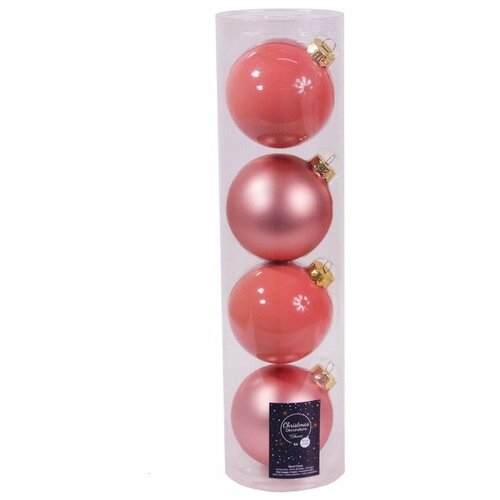 Kaemingk Набор стеклянных шаров 10 см жемчужно-розовый mix, 4 шт ID56117