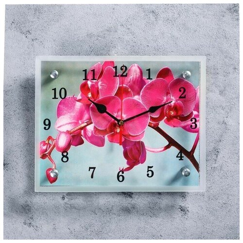 Часы настенные, серия: Цветы, 'Розовая орхидея', 20х25 см