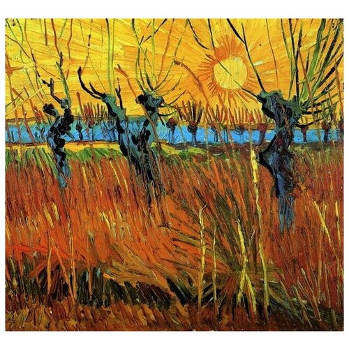 Репродукция на холсте Ивы на закате (Willows at Sunset) Ван Гог Винсент 33см. x 30см.
