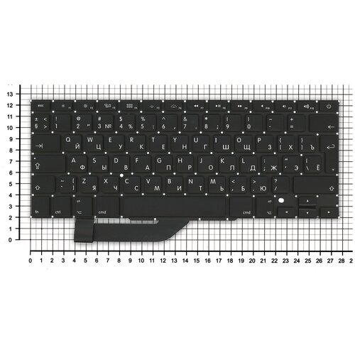 Клавиатура для ноутбука Apple MacBook Pro A1398 Retina 15" черная, большой Enter RU+