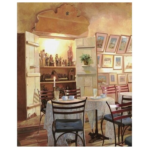 Репродукция на холсте Уютное итальянское кафе Борелли Гвидо 50см. x 63см.