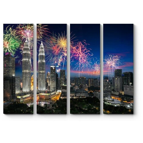 Модульная картина Фееричный фейерверк над Куала-Лумпур 160x120