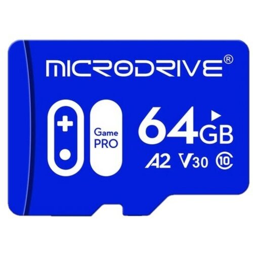 Карта памяти MICRODRIVE Micro SD GamePro класс 10 UHS-1 U3 V30 A2 64 ГБ