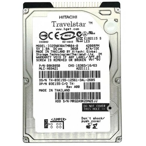 Жесткий диск Hitachi 08K0910 30Gb 4200 IDE 2,5" HDD