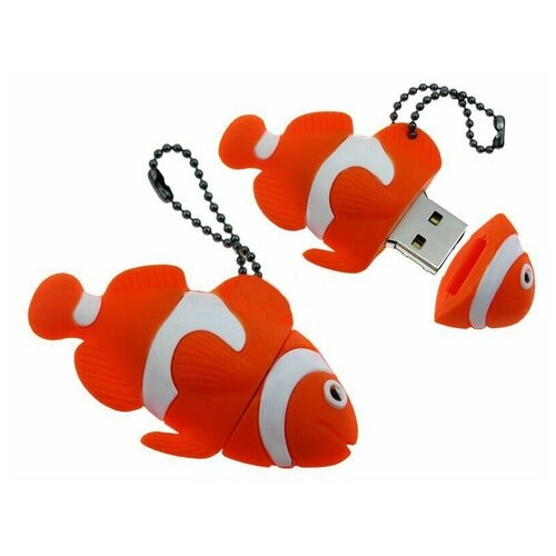 USB Флешка сувенирная подарочная Рыбка Немо рыба клоун 64 ГБ красная