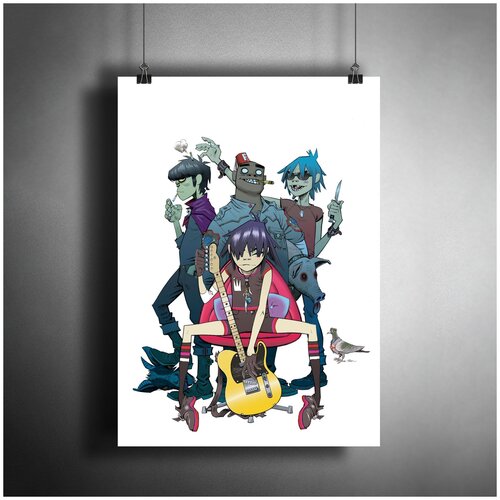 Постер плакат для интерьера "Музыка: Британская виртуальная группа Гориллаз. Группа Gorillaz"/ Декор дома, офиса, студии A3 (297 x 420 мм)