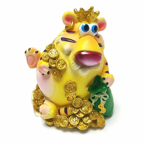 Копилка для денег. Мини Тигр король доллара 3. Символ года. С клапаном. 9,5 см