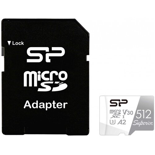 Флеш карта microSDXC 512Gb Class10 Silicon Power SP512GBSTXDA2V20SP Superior + adapter