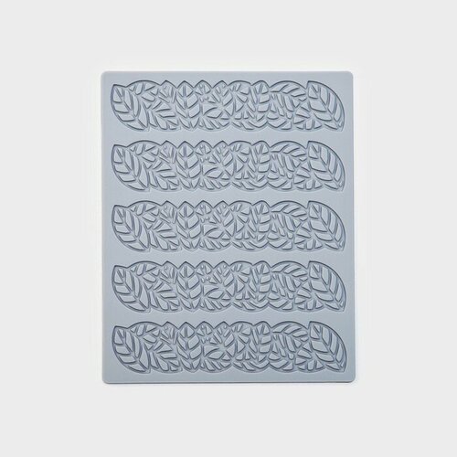 Силиконовый коврик для айсинга Доляна «Листья», 16×13×0,3 см, цвет серый