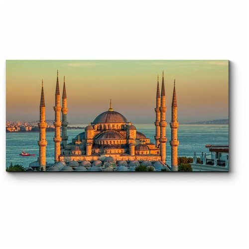 Модульная картина Голубая мечеть в закатных лучах, Стамбул 40x20