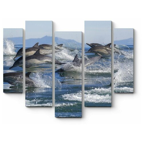 Модульная картина Семья дельфинов111x90