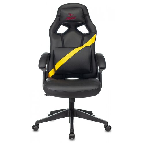 Компьютерное кресло Zombie DRIVER игровое, обивка: искусственная кожа, цвет: черный/желтый