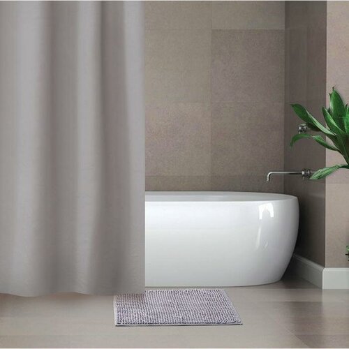 Набор для ванной Комфорт штора 180х180 см, ковёр 40х60 см, цвет серый