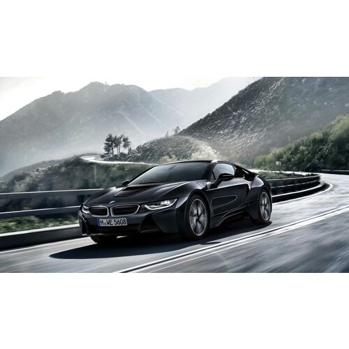 Картина на холсте 60x110 Альянс Лес "BMW i8 Protonic Dark Silver" на подрамнике / интерьер/ декор