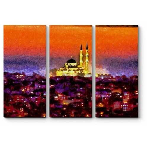 Модульная картина Сияющий Стамбул ночью 120x86