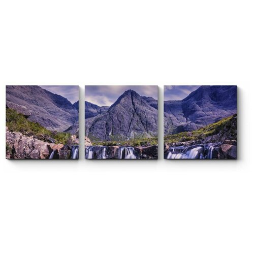 Модульная картина Водопады в горах 200x67