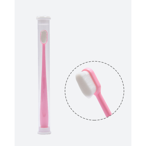 Мягкая зубная щётка с ультратонкой прямой щетиной для чувствительных зубов и дёсен розовая