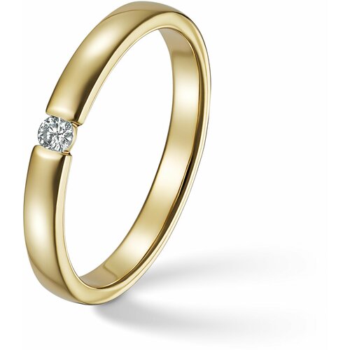 Кольцо обручальное Oriental, желтое золото, 585 проба, бриллиант, размер 16.5