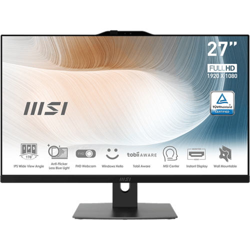 Modern AM272P 12M-645XRU (MS-AF82) 27' FHD(1920x1080)/Intel Core i3-1215U 1.20GHz (Up to 4.4GHz) Hexa/16GB+512GB SSD/Integrated/WiFi/BT/2.0MP/KB+MOUSE(WLS)/noOS/1Y/BLACK