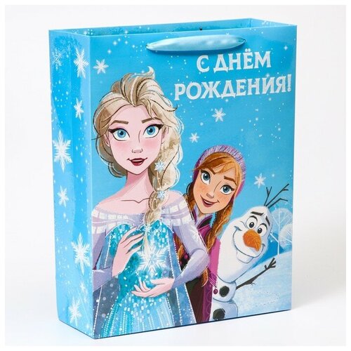 Пакет подарочный, 31 х 40 х 11,5 см "С Днем рождения!", Холодное сердце