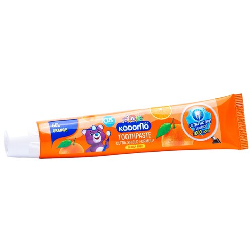 Зубная паста LION Kodomo гелевая с ароматом апельсина, 40 мл, 40 г, yellow