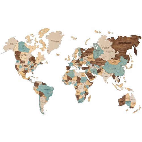 Панно Woodpecker Craft Карта мира объемная (Цвет3) 150х90 см