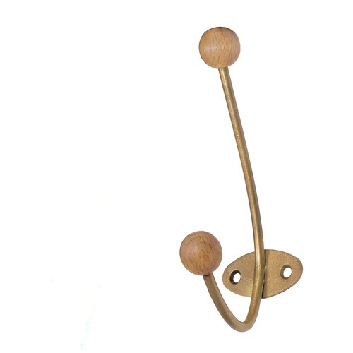 Крючок-вешалка с деревянным шариком КВД-2 золотой металлик