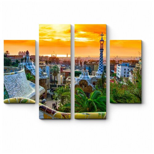 Модульная картина Великолепный закат, Барселона 130x98