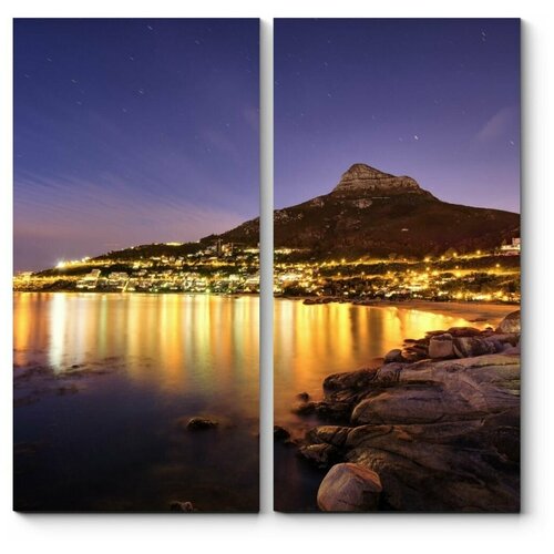 Модульная картина Горящие огни ночного Кейптауна 90x90