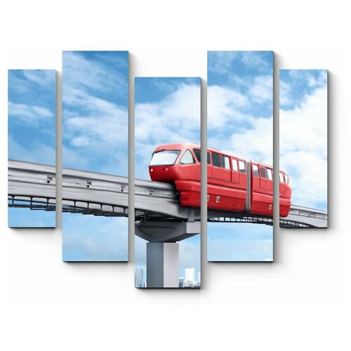 Модульная картина Красный монорельсовый поезд111x90