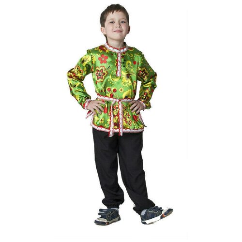 Карнавальный костюм Сималенд Косоворотка Хохлома зеленая детская