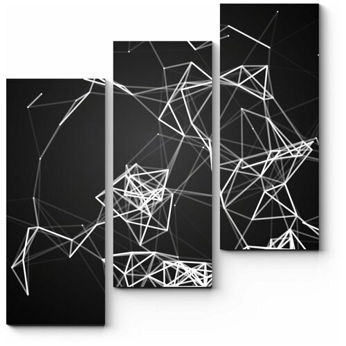Модульная картина Сияющие линии на черном 120x128