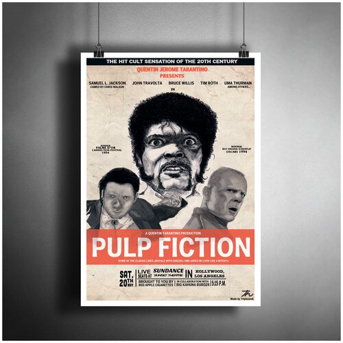 Постер плакат для интерьера "Фильм Квентина Тарантино: Криминальное чтиво. Pulp Fiction"/ Декор дома, офиса, комнаты A3 (297 x 420 мм)