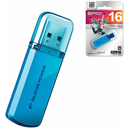 Флеш-диск 16 GB, SILICON POWER Helios 101, USB 2.0, металлический корпус, голубой, SP16GBUF2101V1B
