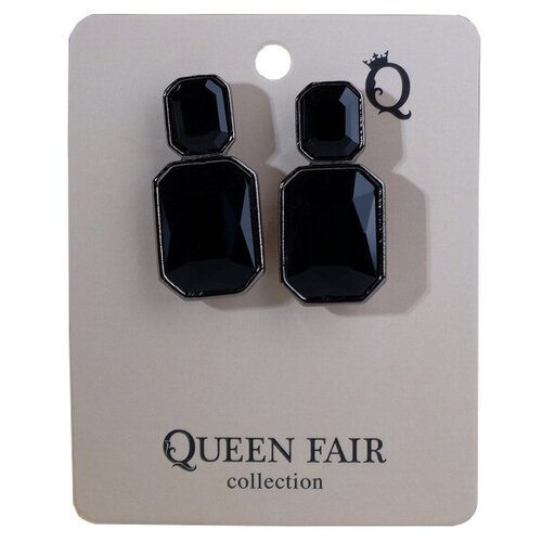 Серьги клипсы Queen Fair, стекло, черный