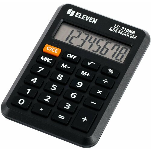 Калькулятор карманный Eleven LC-210NR, 8 разрядов, питание от батарейки, 64*98*12мм, черный, 339229