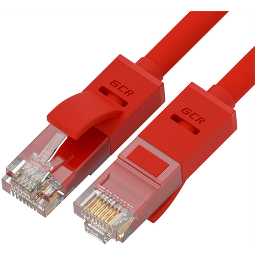 GCR Патч-корд прямой 0.1m UTP кат.5e, красный, позолоченные контакты, 24 AWG, литой, GCR-LNC04-0.1m, ethernet high speed 1 Гбит/с, RJ45, T568B (GCR-LNC04-0.1m)