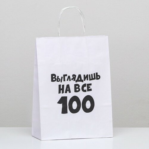 Пакет подарочный «Выглядишь на все 100», 24 х 10,5 х 32 см (2 шт)