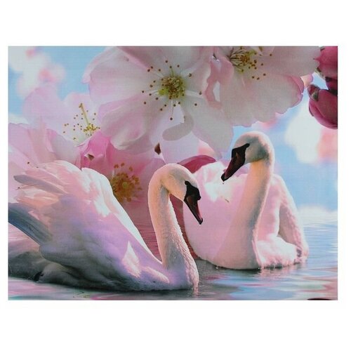 Romanoff Картина на холсте "Лебеди под цветами" 30х40 см