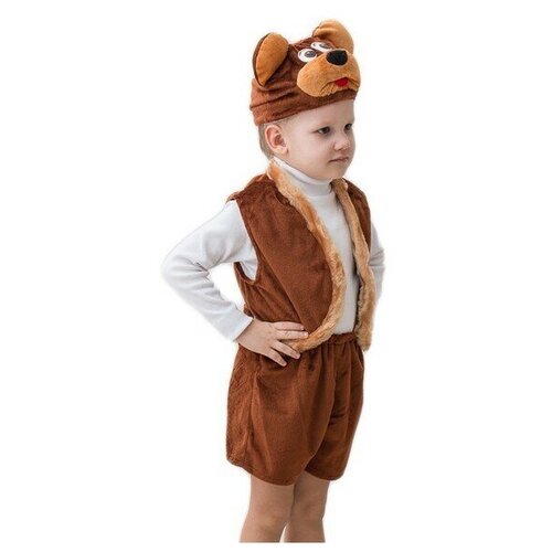 Карнавальный костюм Мишка 5-7 лет, рост 122-134 см (шапочка, жилет, шорты)