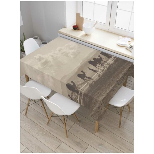 Скатерть прямоугольная JoyArty на кухонный стол "Караван с верблюдами" из оксфорда, 180x145 см