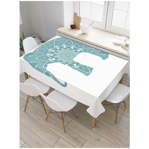 Скатерть прямоугольная JoyArty на кухонный стол "Мандала в слоне" из оксфорда, 120x145 см