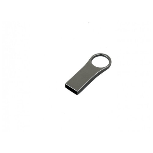 Компактная металлическая флешка с большим круглым отверстием (4 Гб / GB USB 2.0 Серебро/Silver mini4 Гравировка логотипа компании)