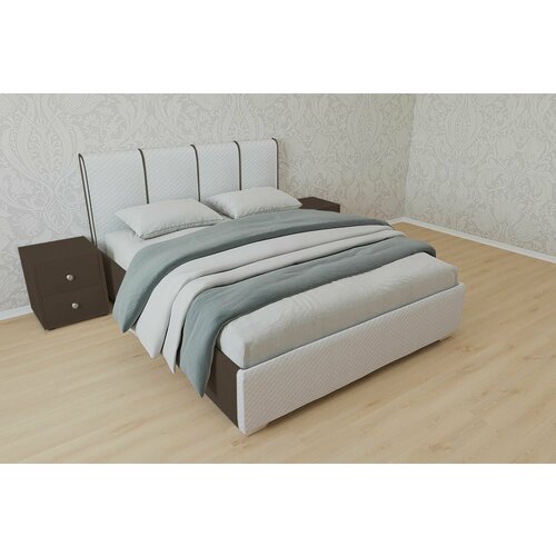 Двуспальная кровать Европа 180x200 основание металлическое с ламелями велюр коричневый ножки 5 см