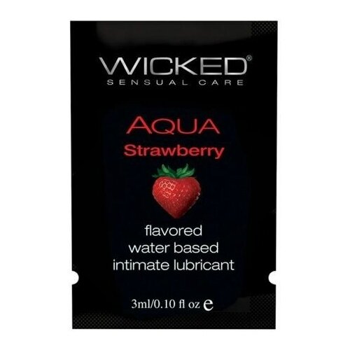 Лубрикант с ароматом клубники Wicked Aqua Strawberry - 3 мл.