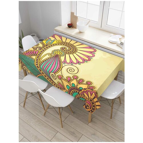 Скатерть прямоугольная JoyArty на кухонный стол "Узоры в красках" из оксфорда, 120x145 см