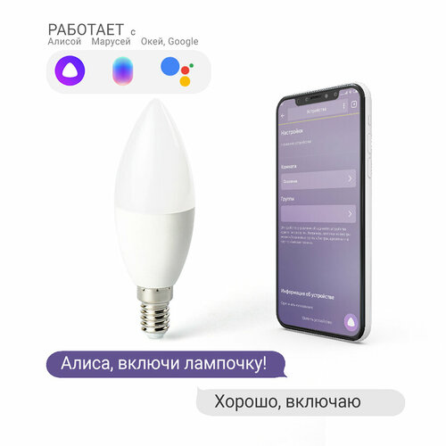 Умная светодиодная лампочка RGB c Wi-Fi, Google Home, Alexa, Smart Life 3,5 w